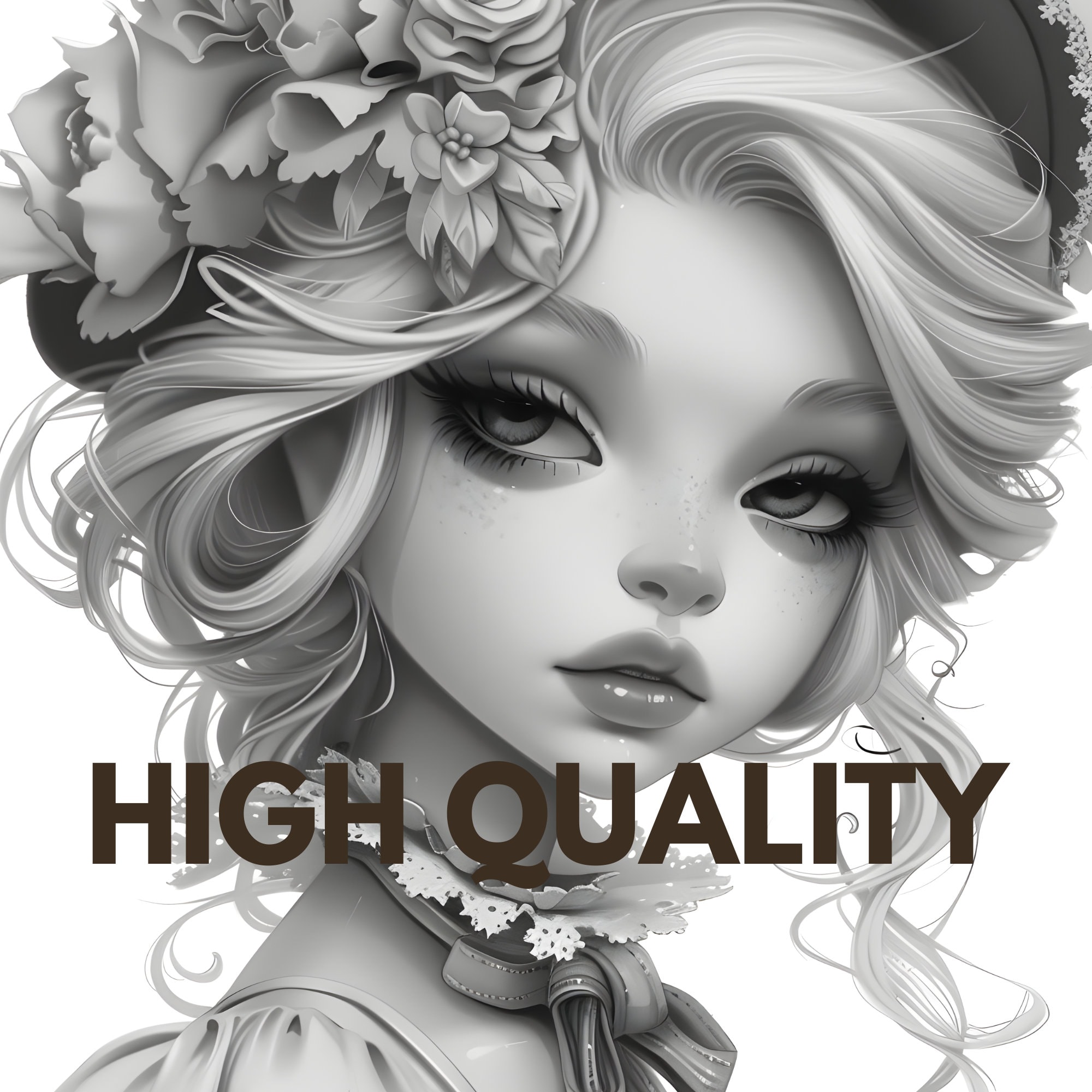 Grayscale Coloring Book, 38 Rococo Girl Colouring Pages, Girl Coloring ...