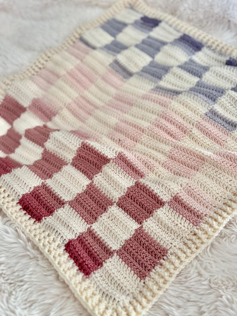 Crochet Checkered Baby Blanket | Handmade Security Blanket, Receiving ...