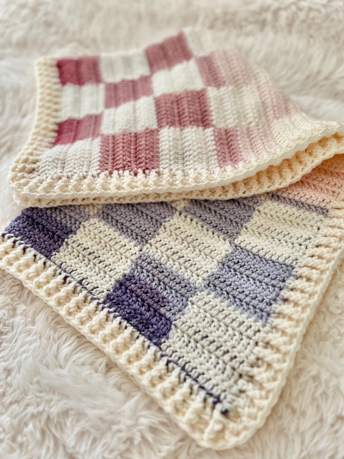 Crochet Checkered Baby Blanket | Handmade Security Blanket, Receiving ...