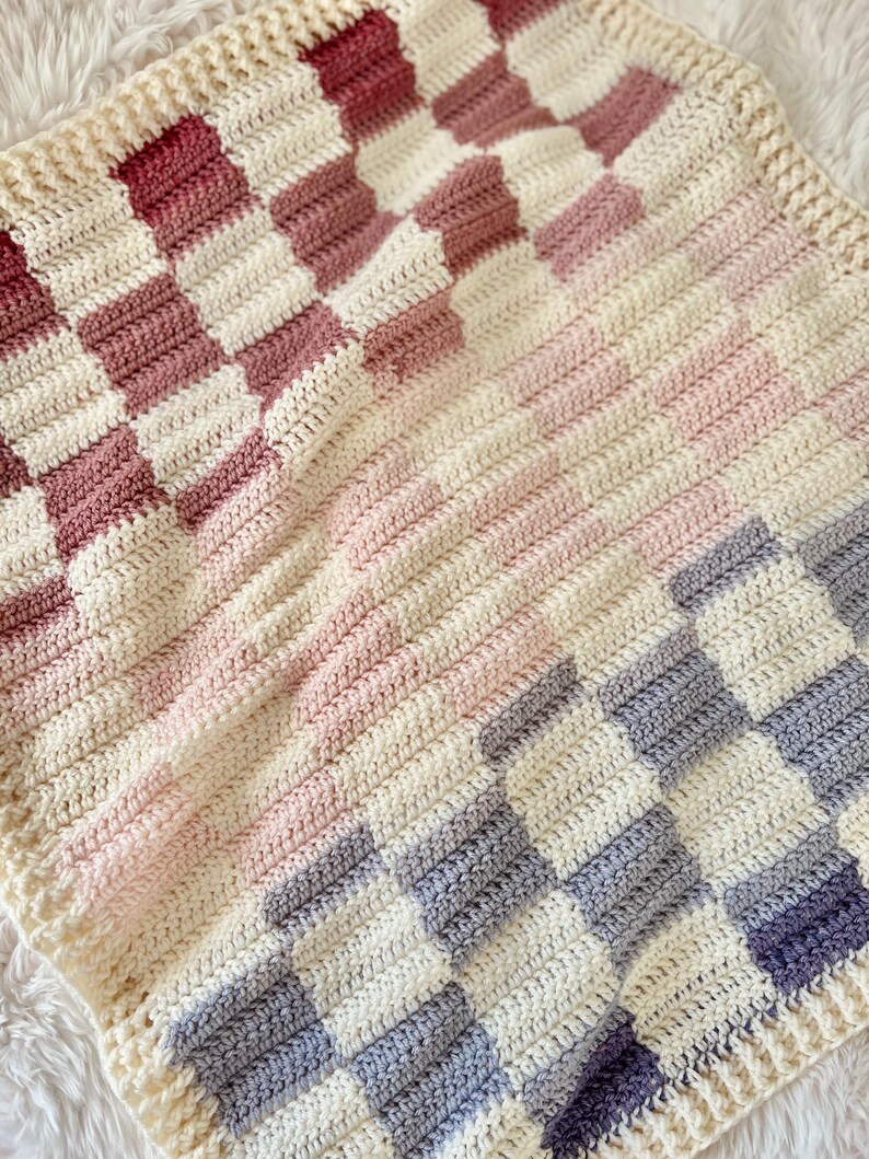 Crochet Checkered Baby Blanket | Handmade Security Blanket, Receiving ...