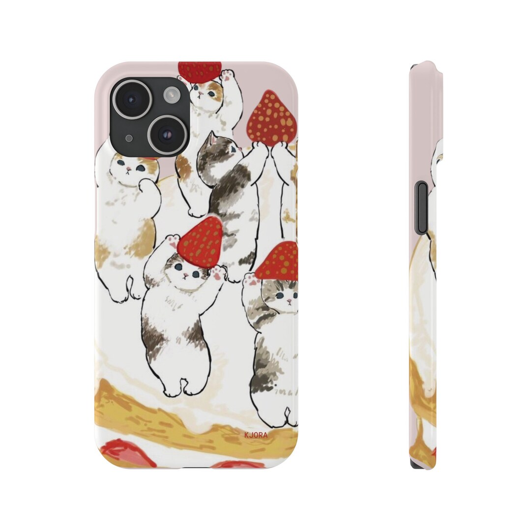 Mofusand Strawberry Cake Cute Cat Decorators Full Colored Slim iPhone ...