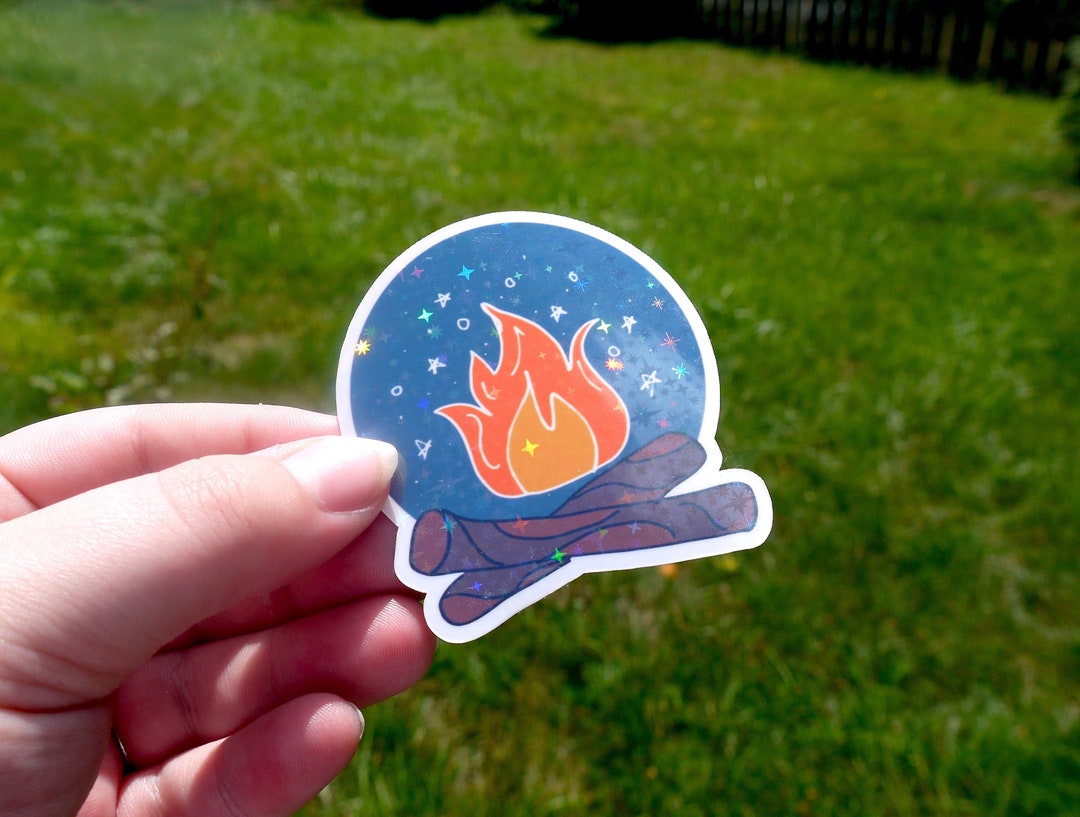 Illustrated Bonfire Sticker, Campfire Sticker, Laptop Decal, Phone ...