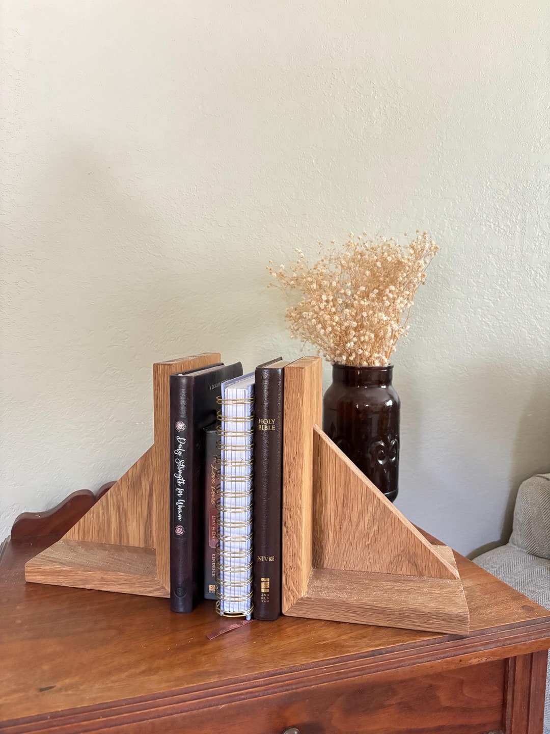 White Oak Book Ends, Oak Book Stand, Book Display, Book Holder, Gift ...
