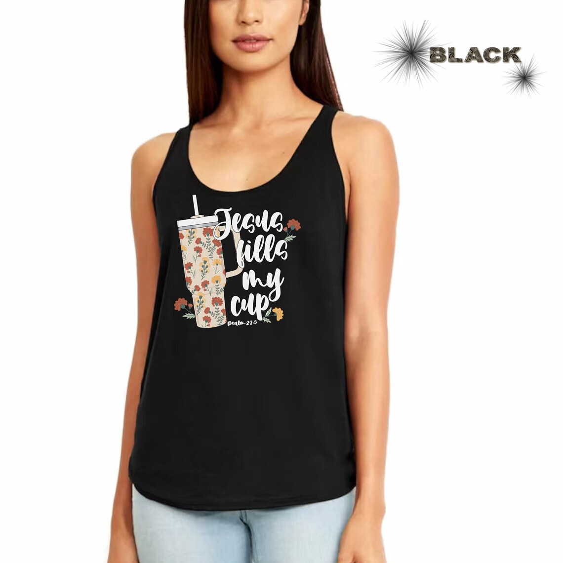 Jesus Fills My Cup Tank Top, Be the Light Matthew 5:14 Christian Tank ...