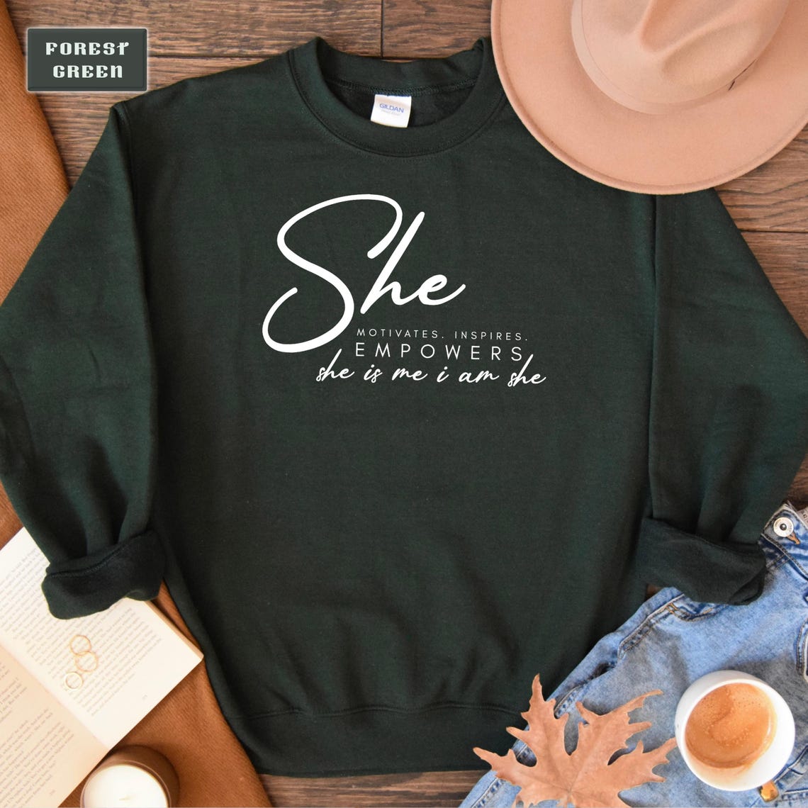 She Motivates Inspires Empowers She is Me I Am She Sweatshirt, Women ...