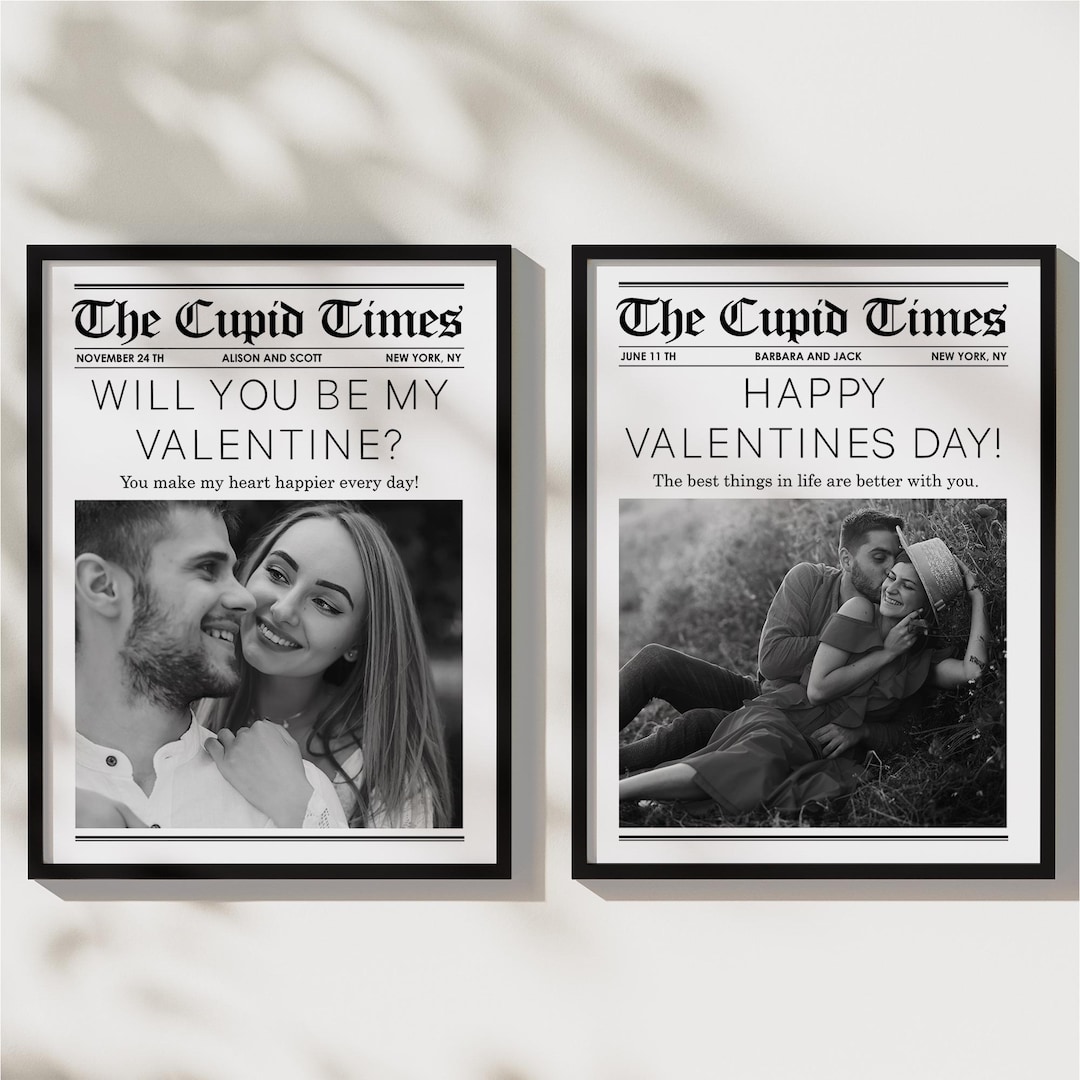 Valentines Day Couple Newspaper Sign, Romantic Gift, Husband Gift, Will ...