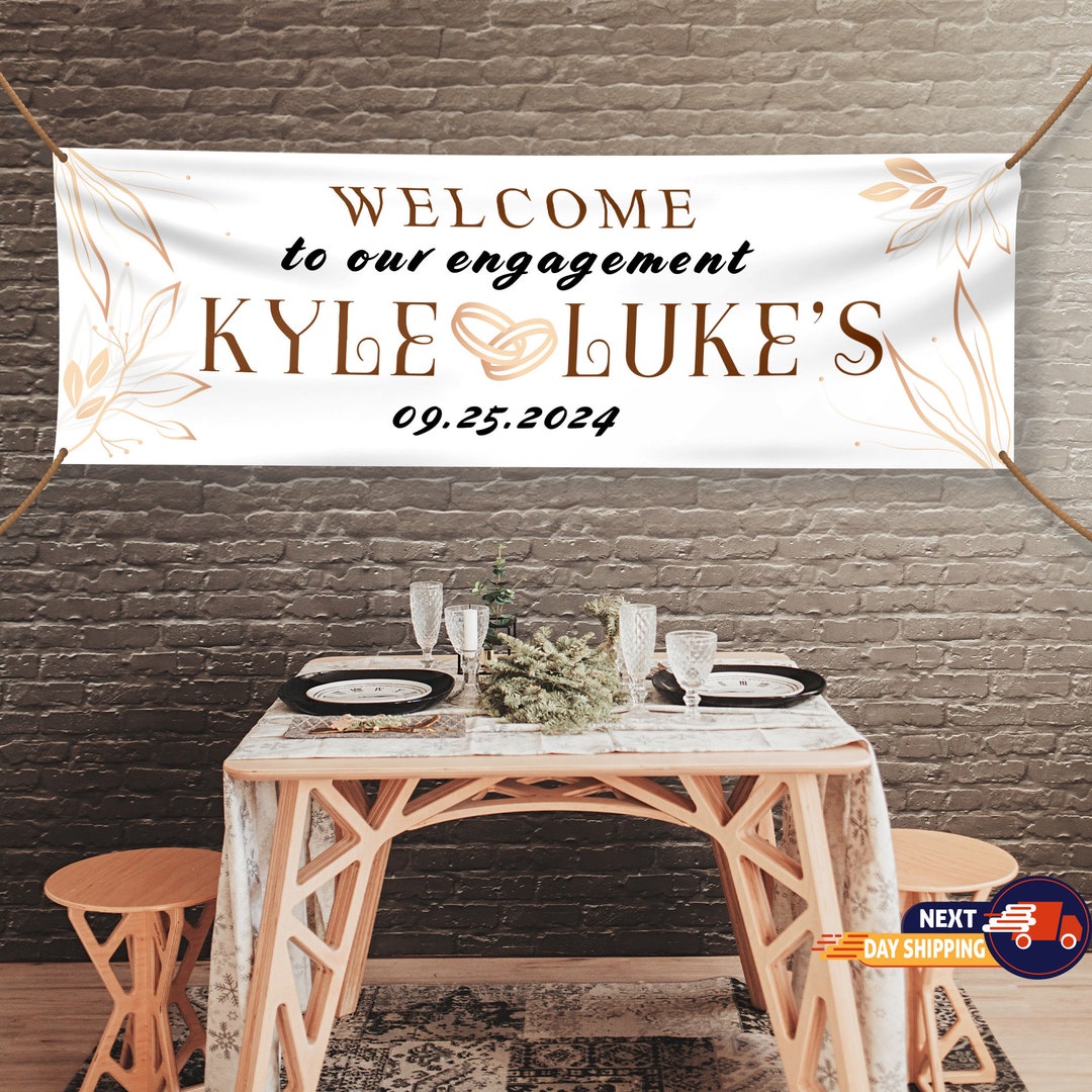 Engagement Banner, Custom Name Banner, Engagement Party Banner, Vinyl ...