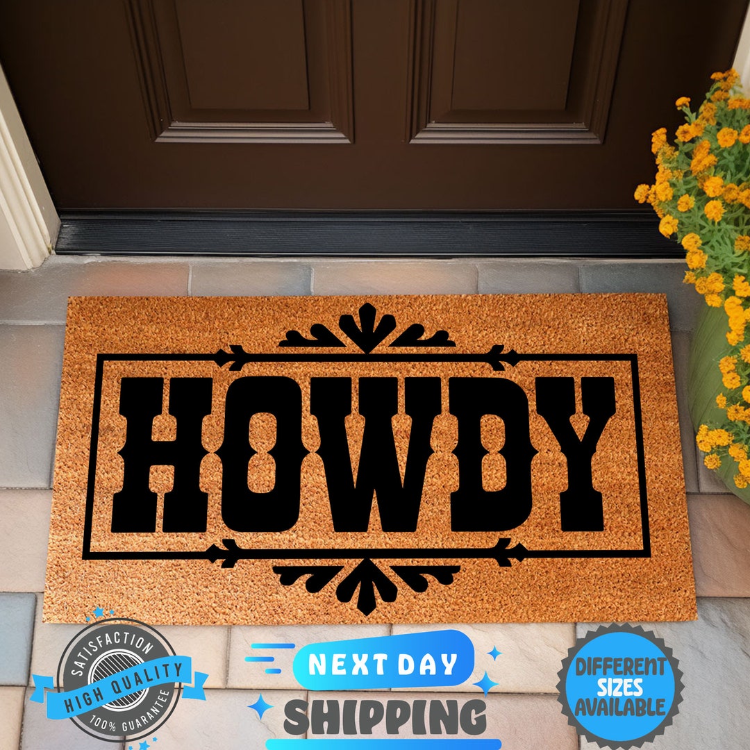 Howdy Welcome Door Mat, Western Gift, Cowboy Decor, Texas Doormat ...