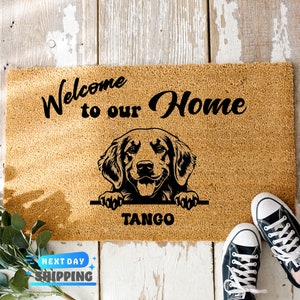 Personalized Dog Welcome Mat, Custom Dog Gift, Dog Breeds, Personalized ...