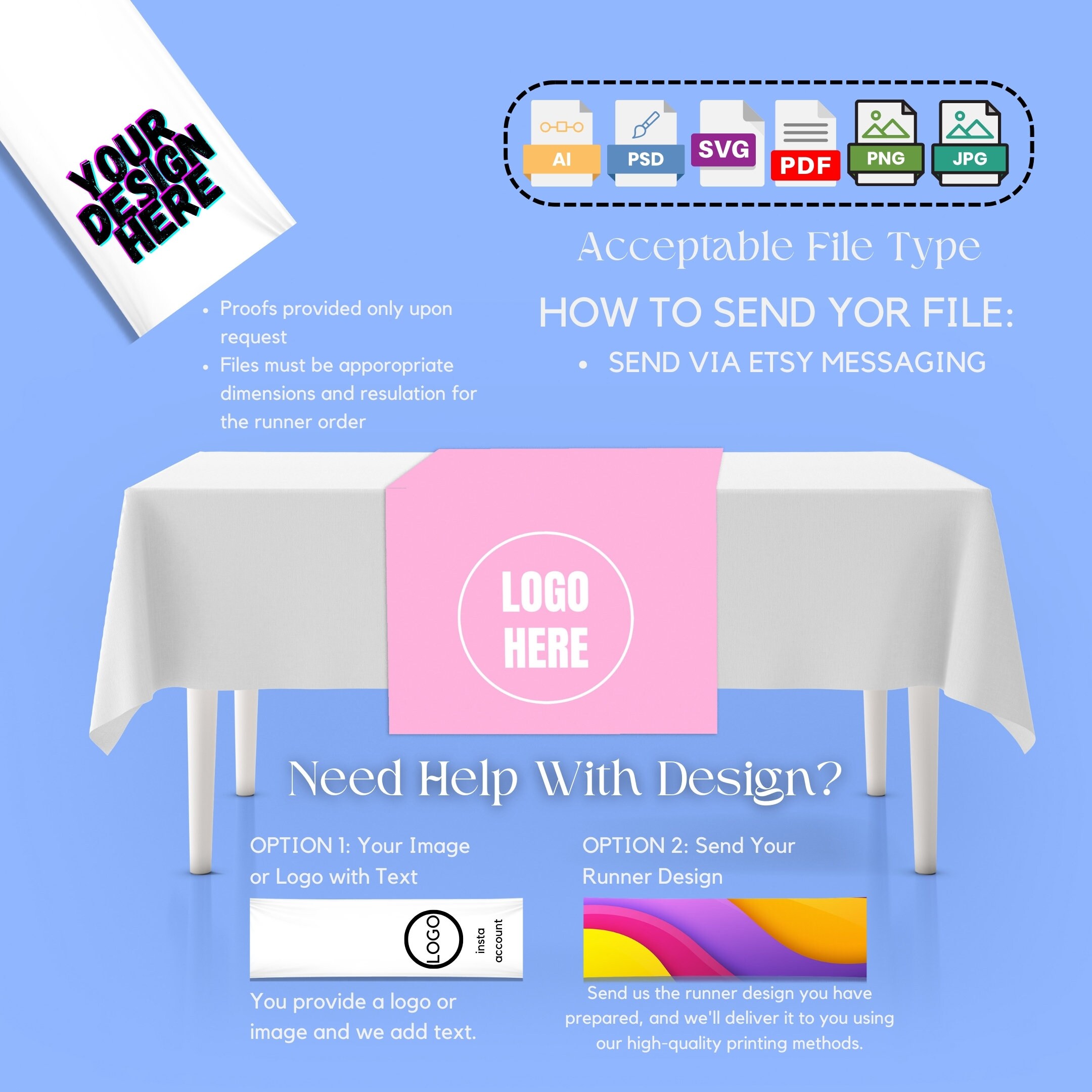 Custom Table Runner With Business Logo, Custom Table Runner for Events, Custom Table Runner ...