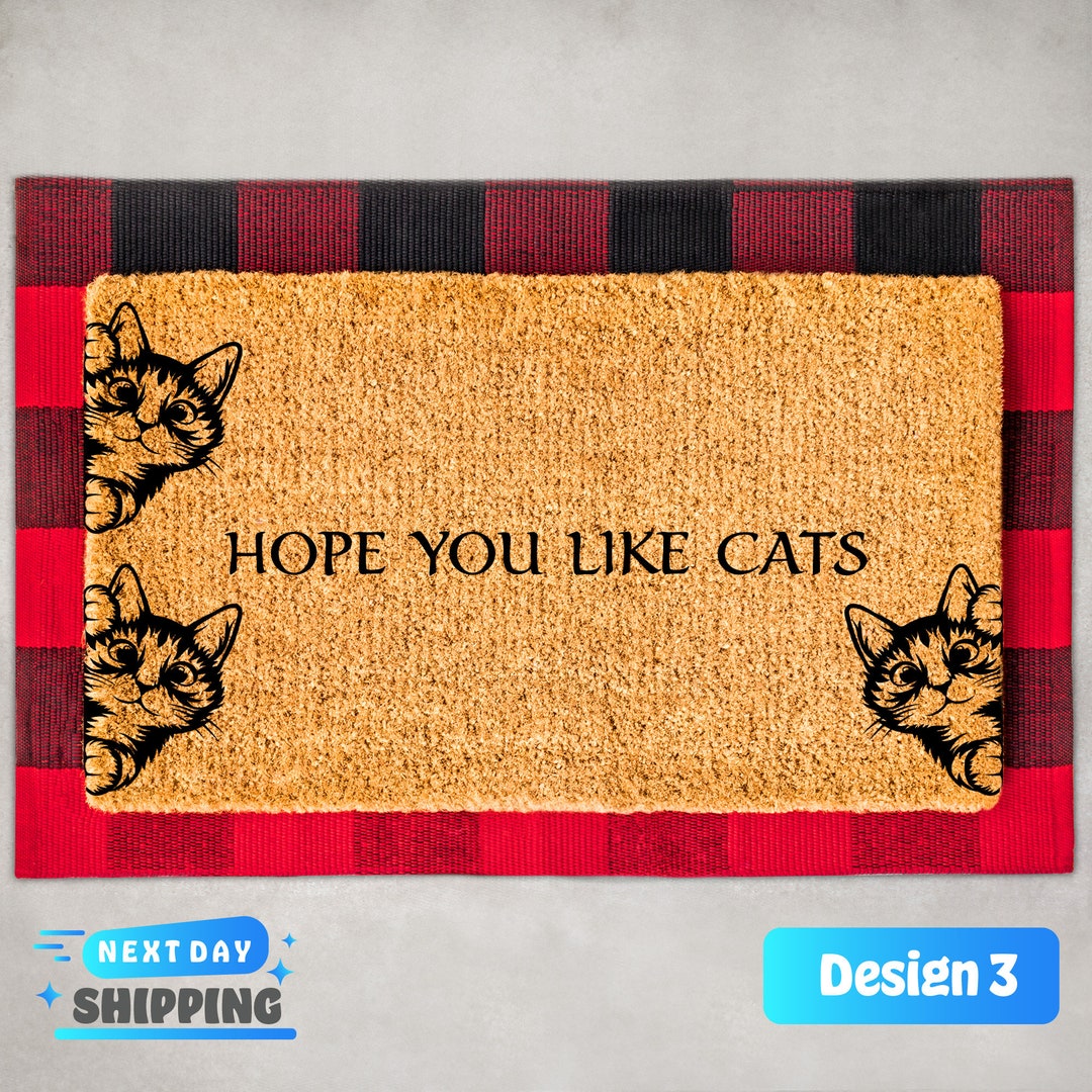 Hope You Like Cats Welcome Mat, Cat Peeking Doormat, New Home Gifts ...