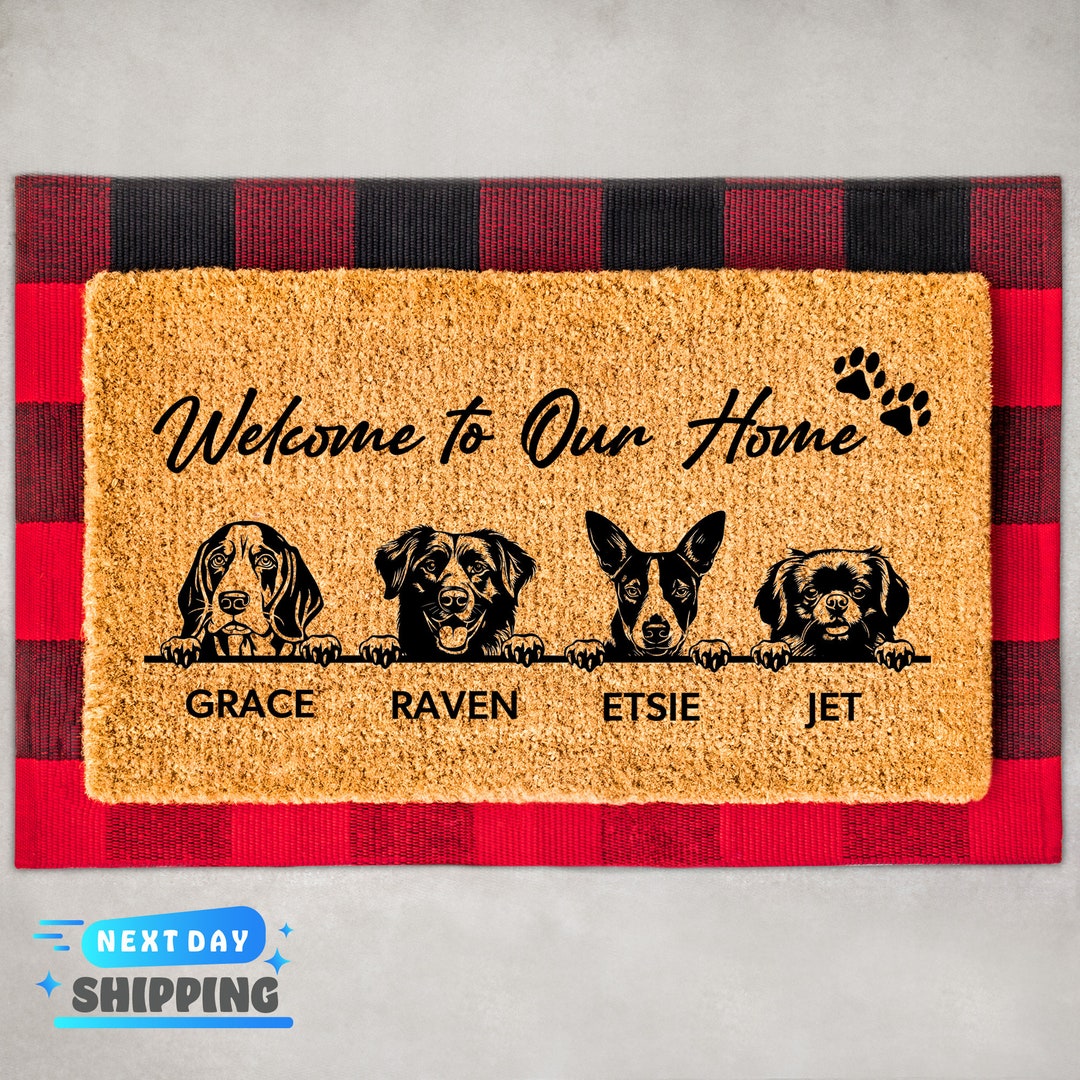 Personalized Dog Welcome Mat, Custom Doormat, Dog Doormat, Unique Dog ...