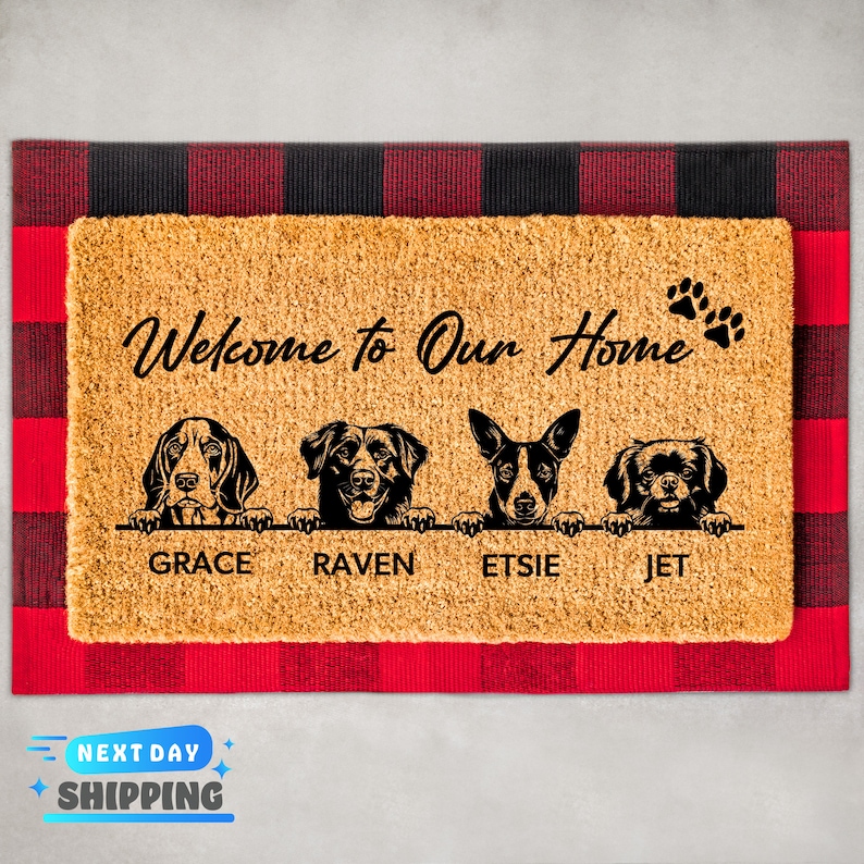 Personalized Dog Welcome Mat, Custom Doormat, Dog Doormat, Unique Dog ...