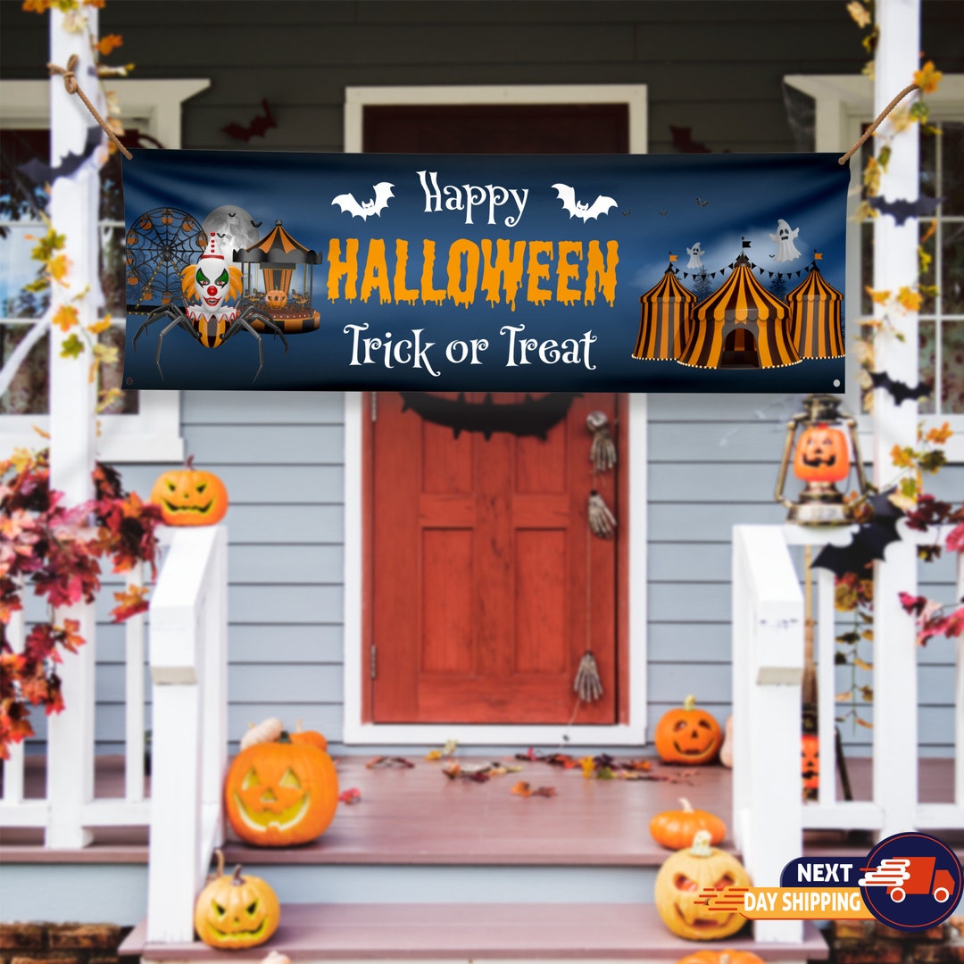 Trick or Treat Halloween Banner, Halloween Banner, Happy Halloween ...