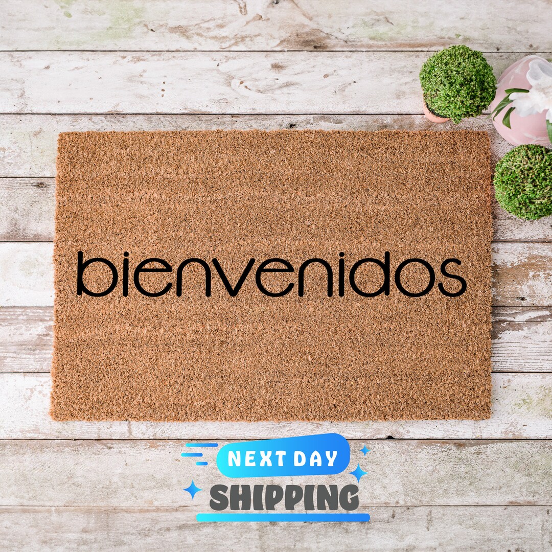Bienvenidos Doormat, Cursive Script Doormat, Custom Doormat, Welcome Mat, Hispanic Gift, Spanish ...