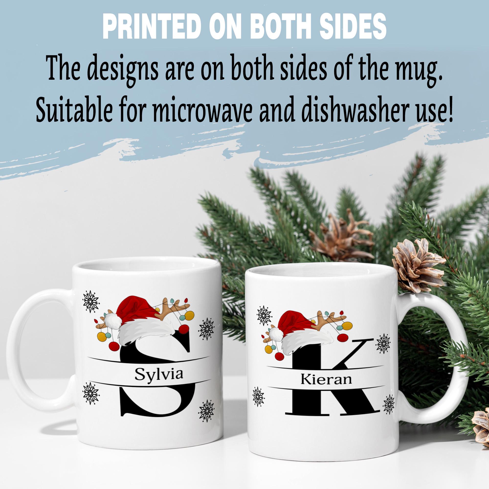 Christmas Initial Name Mug, Custom Name Coffee Mug, Holiday Gift ...