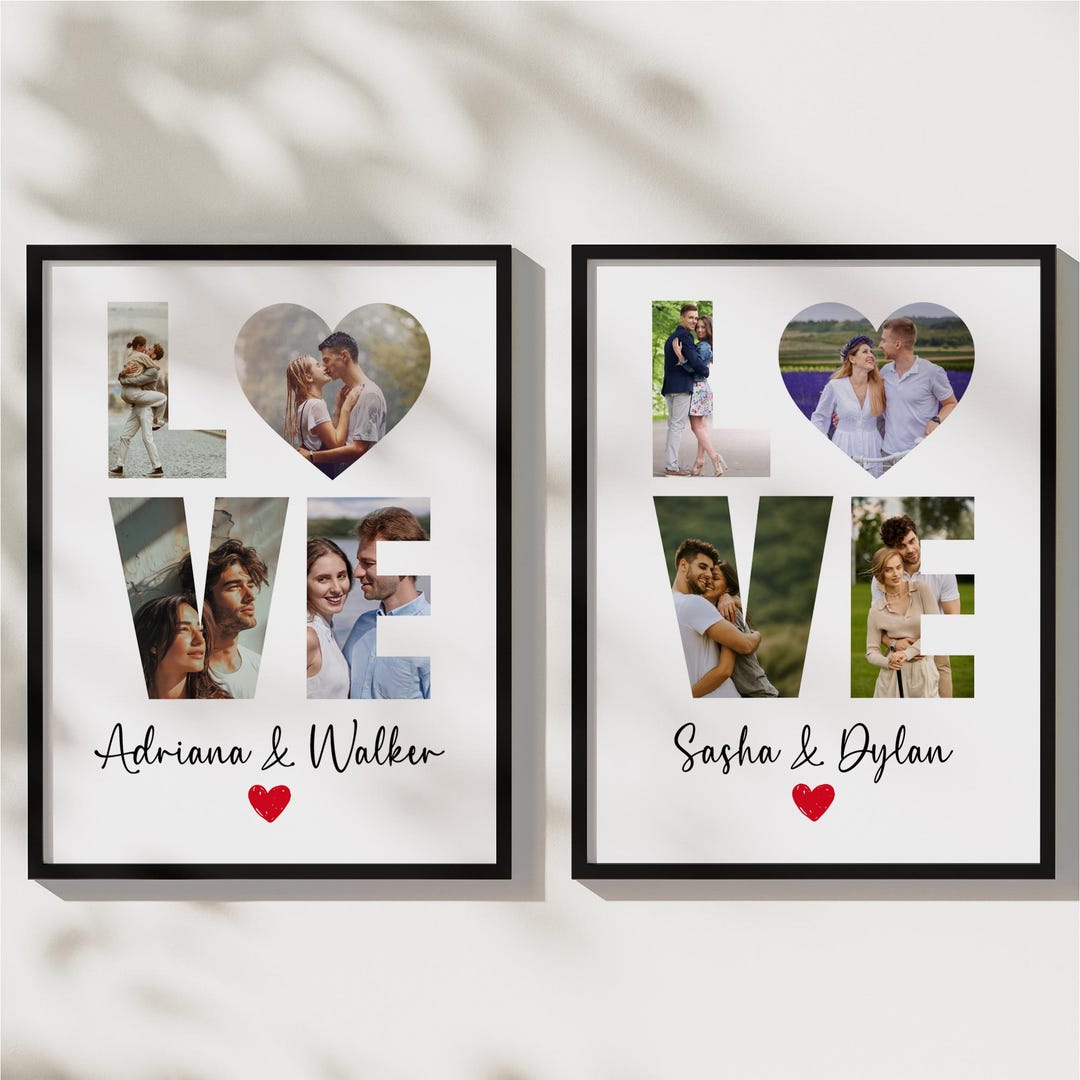 Custom Couple Photo Frame, Valentine's Day Gift, Living Room Wall Art ...