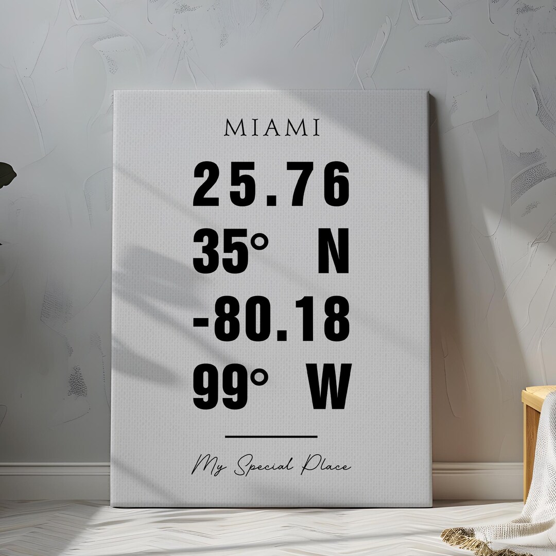 Custom Location Coordinates Canvas Print, Custom Location Art, Custom ...