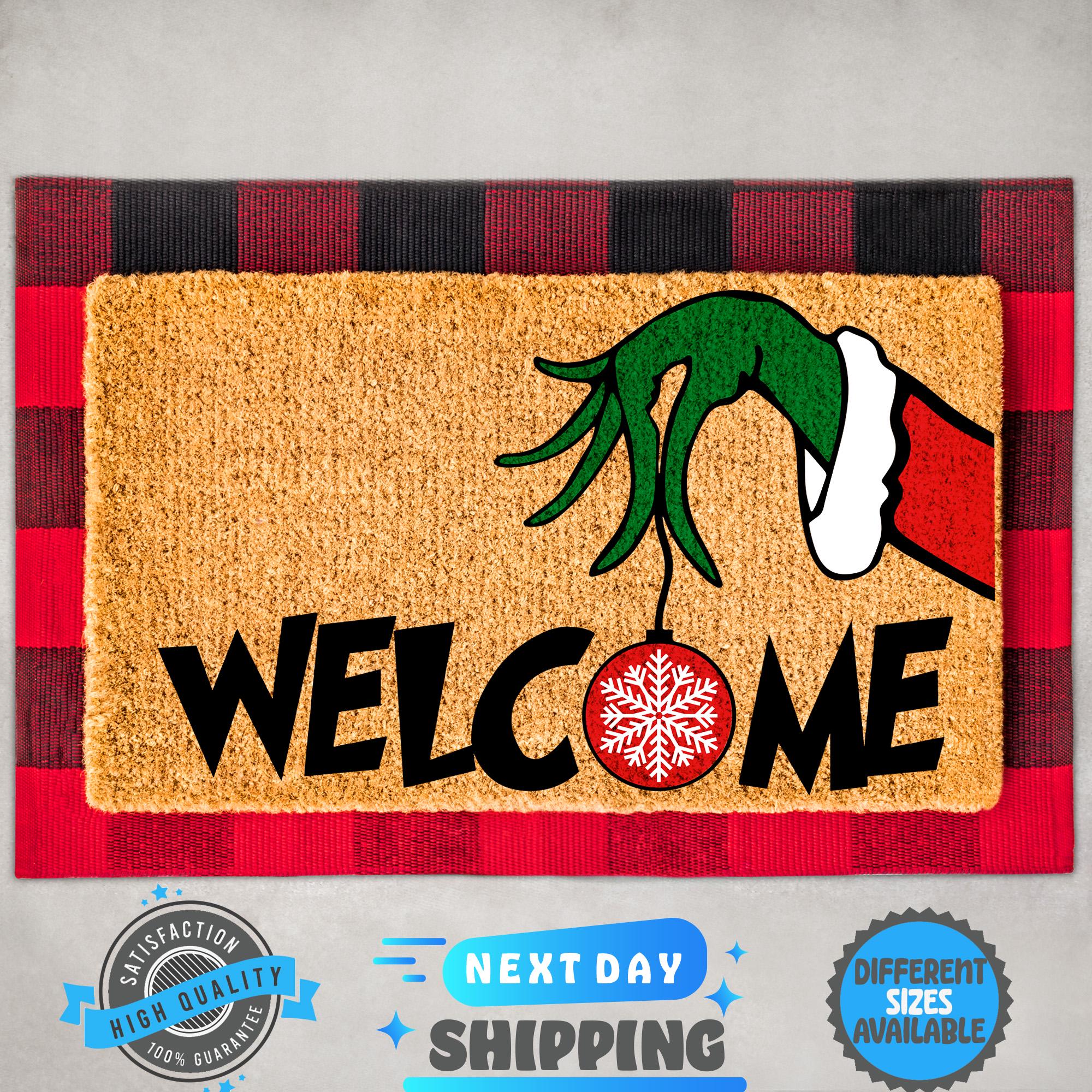 Welcome Grinch Doormat, Christmas Decor, Holiday Doormat, Holiday Decor ...
