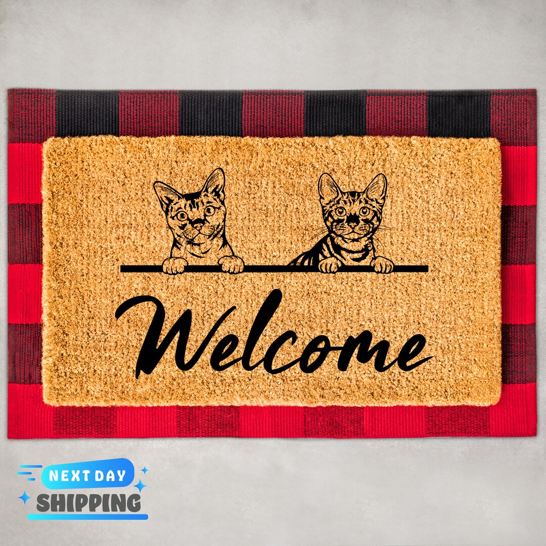 Personalized Cat Doormat, Welcome Mat Cat, Custom Cat Gift, Cat Breeds ...