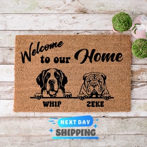 Personalized Dog Welcome Mat, Custom Dog Gift, Dog Breeds, Personalized ...