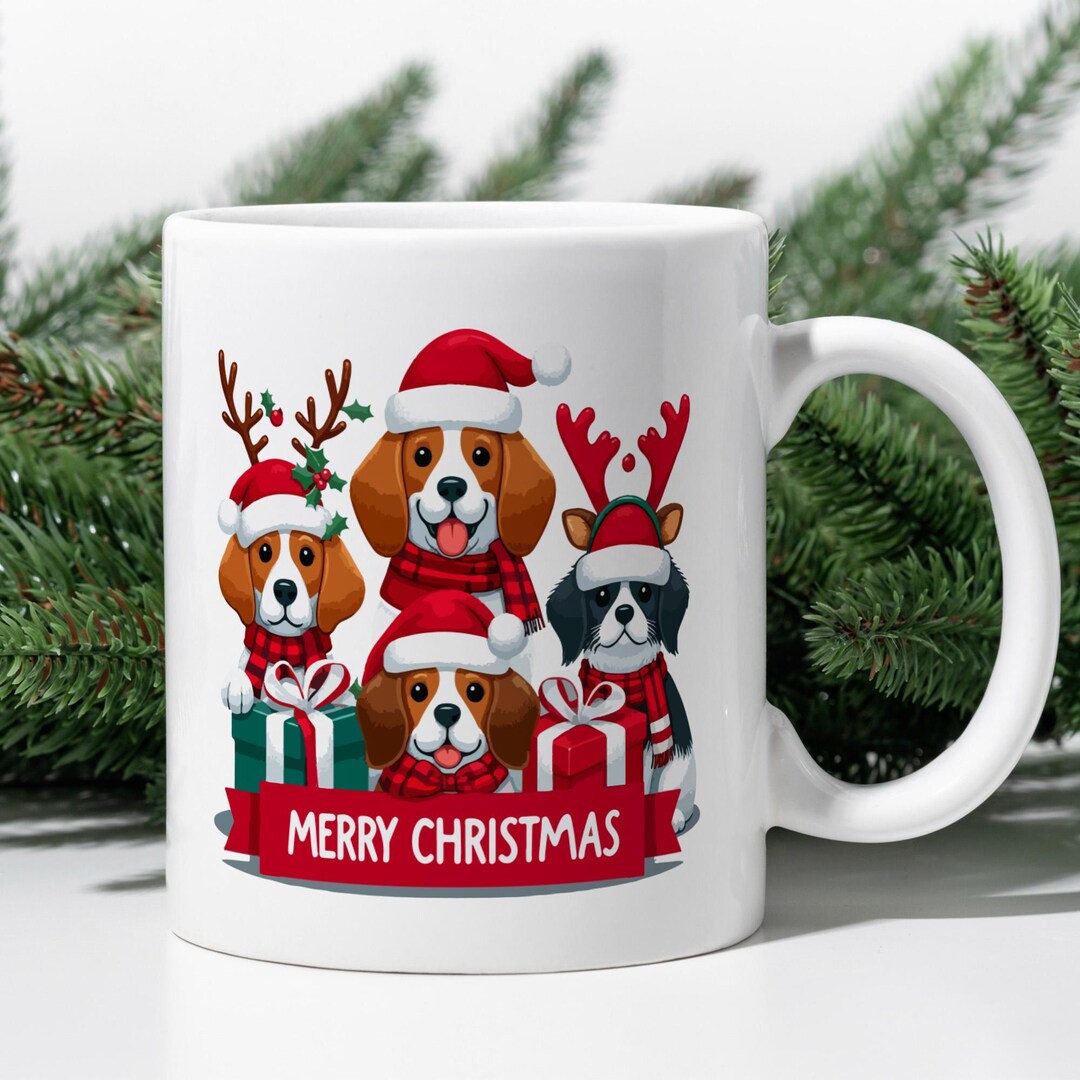 Cute Christmas Mug, Cute Dogs Mug, Christmas Mugs, Holiday Mug ...