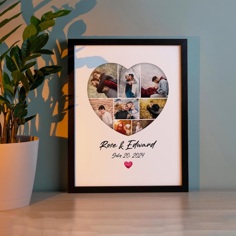 Heart Shape Photo Collage Frame, Wedding Anniversary Gift, Valentine's ...