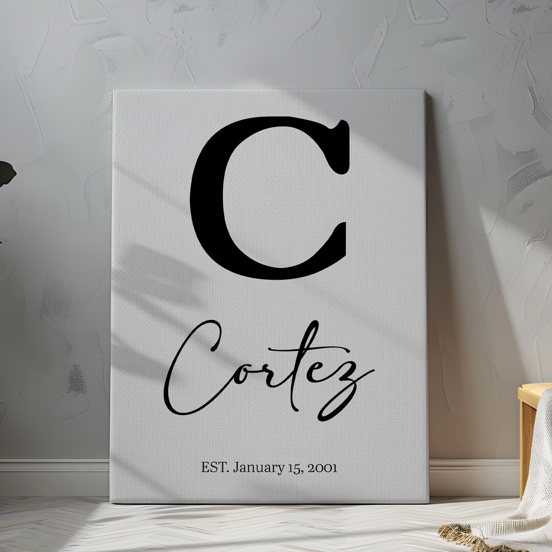 Personalized Family Name Print, Custom Monogrammed Canvas Print, Family ...