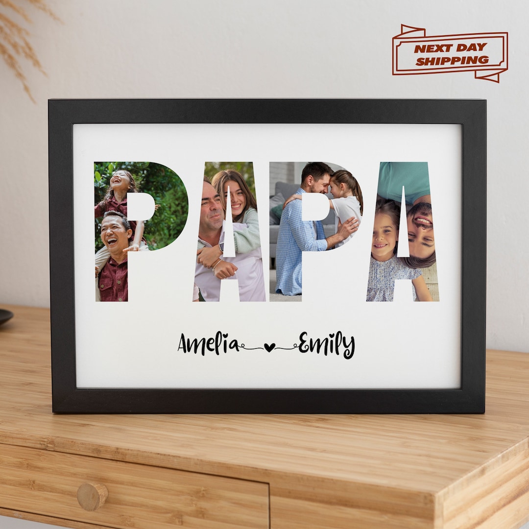 Papa Photo Frame, Gift for Dad, Father Gift, Personalized Canvas, Photo ...