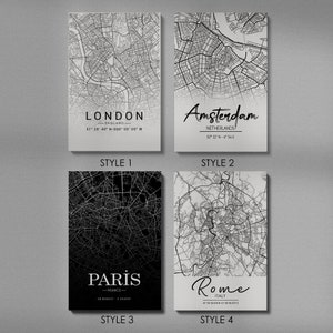 Custom City Map Print, Custom Canvas Wall Art, Customized Gift, City ...