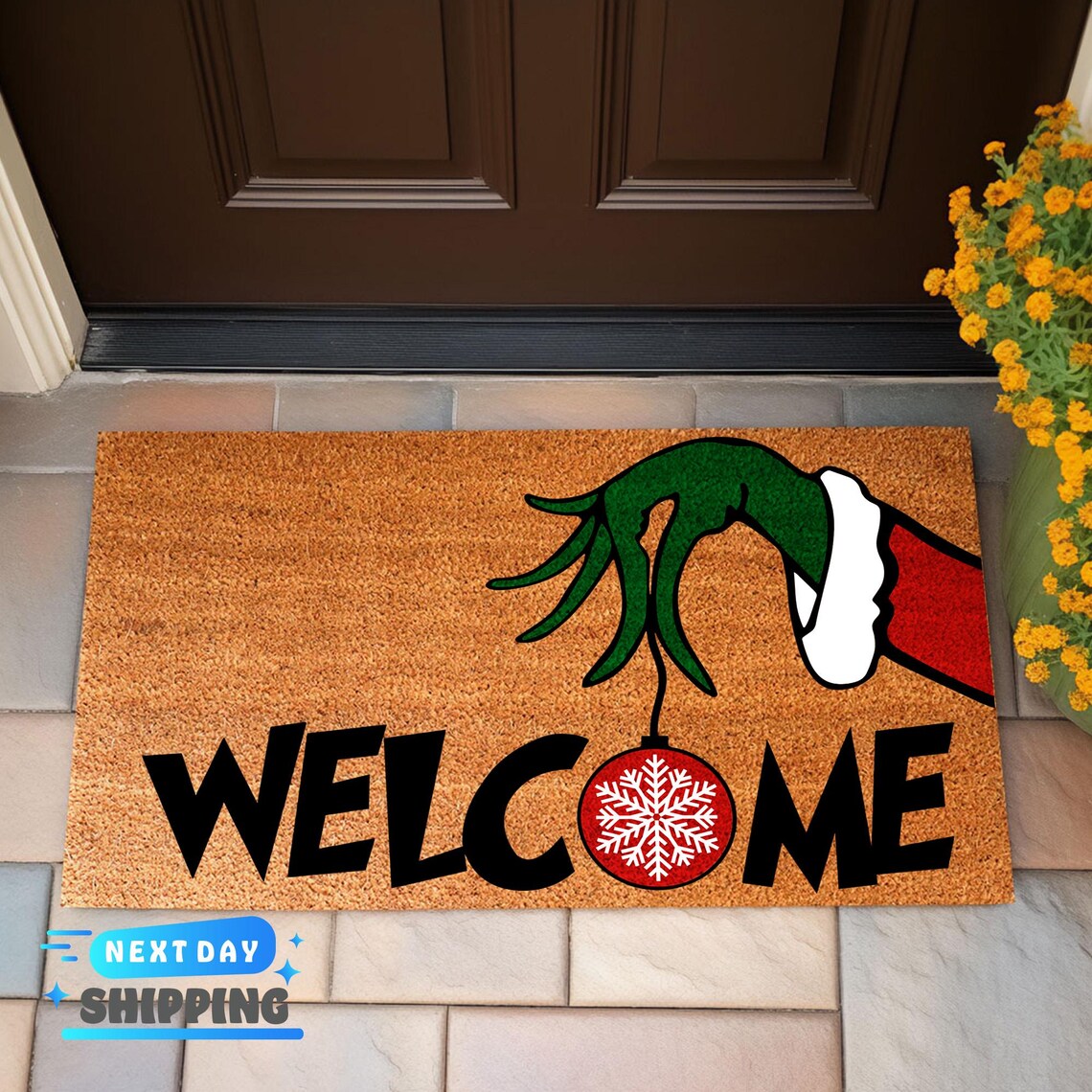 Welcome Grinch Doormat, Christmas Decor, Holiday Doormat, Holiday Decor ...