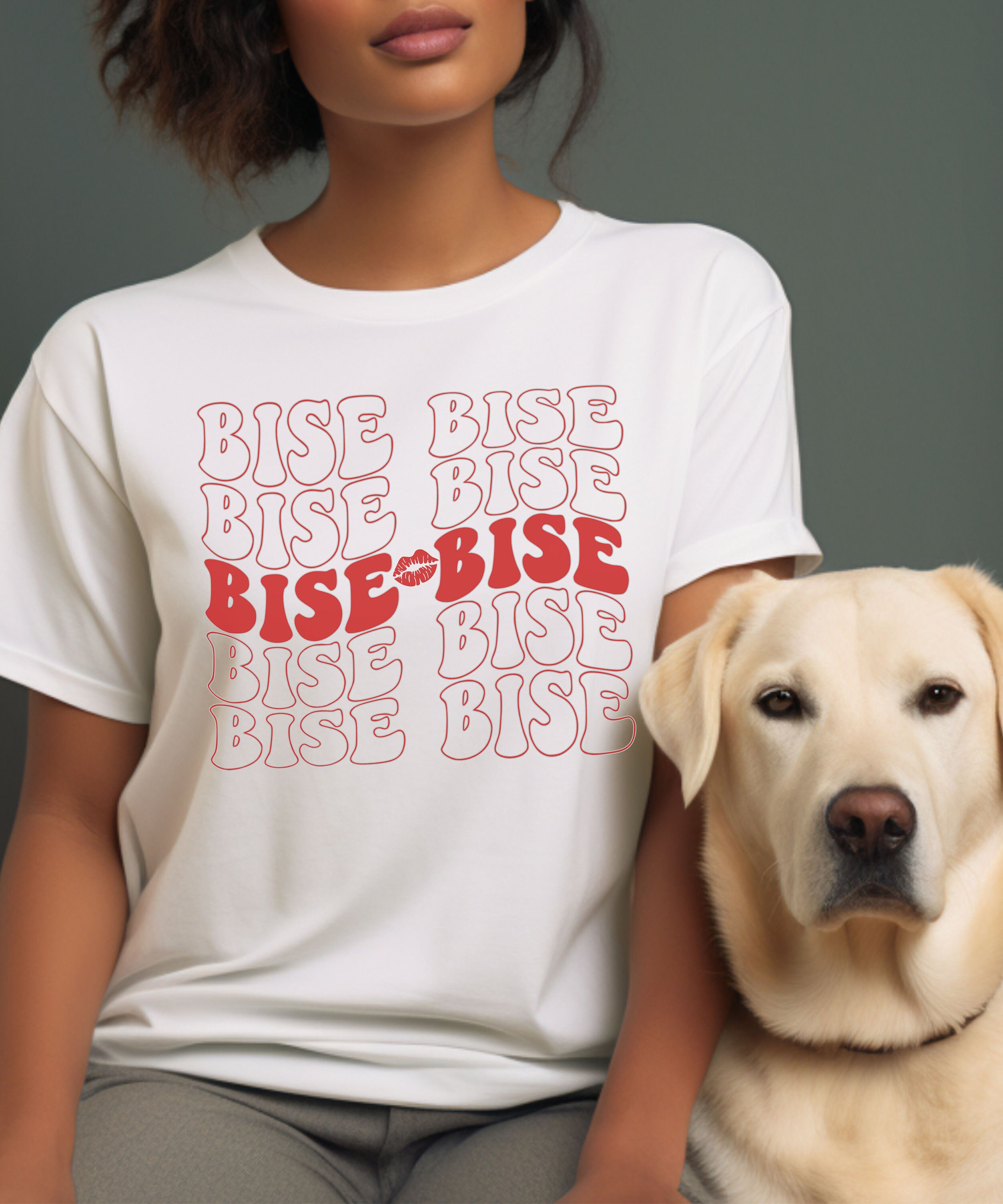 Bise Bise, kiss Kiss Women's T-shirt, French Saying in Retro Style ...