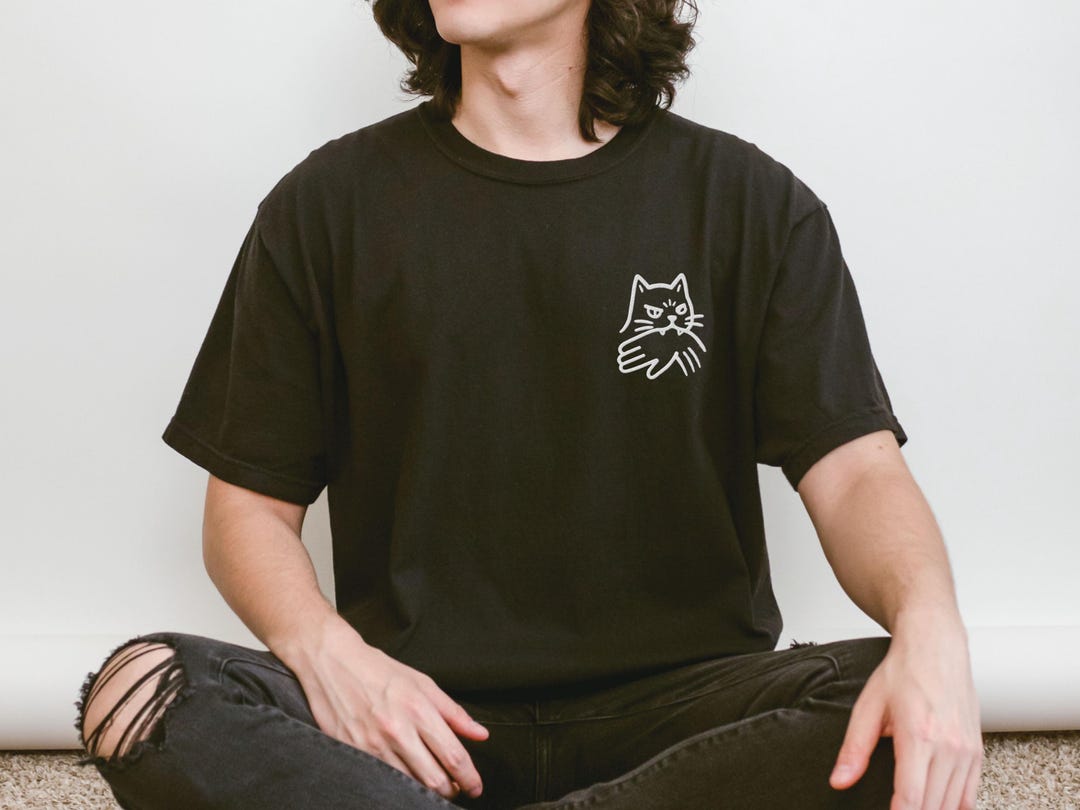 Embroidered Grumpy Cat Shirt, Introvert Humor Tee - Etsy
