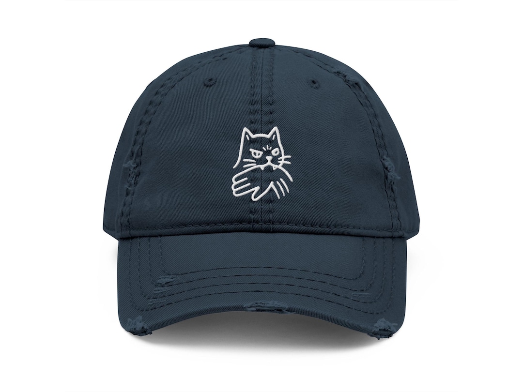 Embroidered Cat Hat Funny Cat Mom Cat Dad Hat Angry Cat Face Embroidery ...