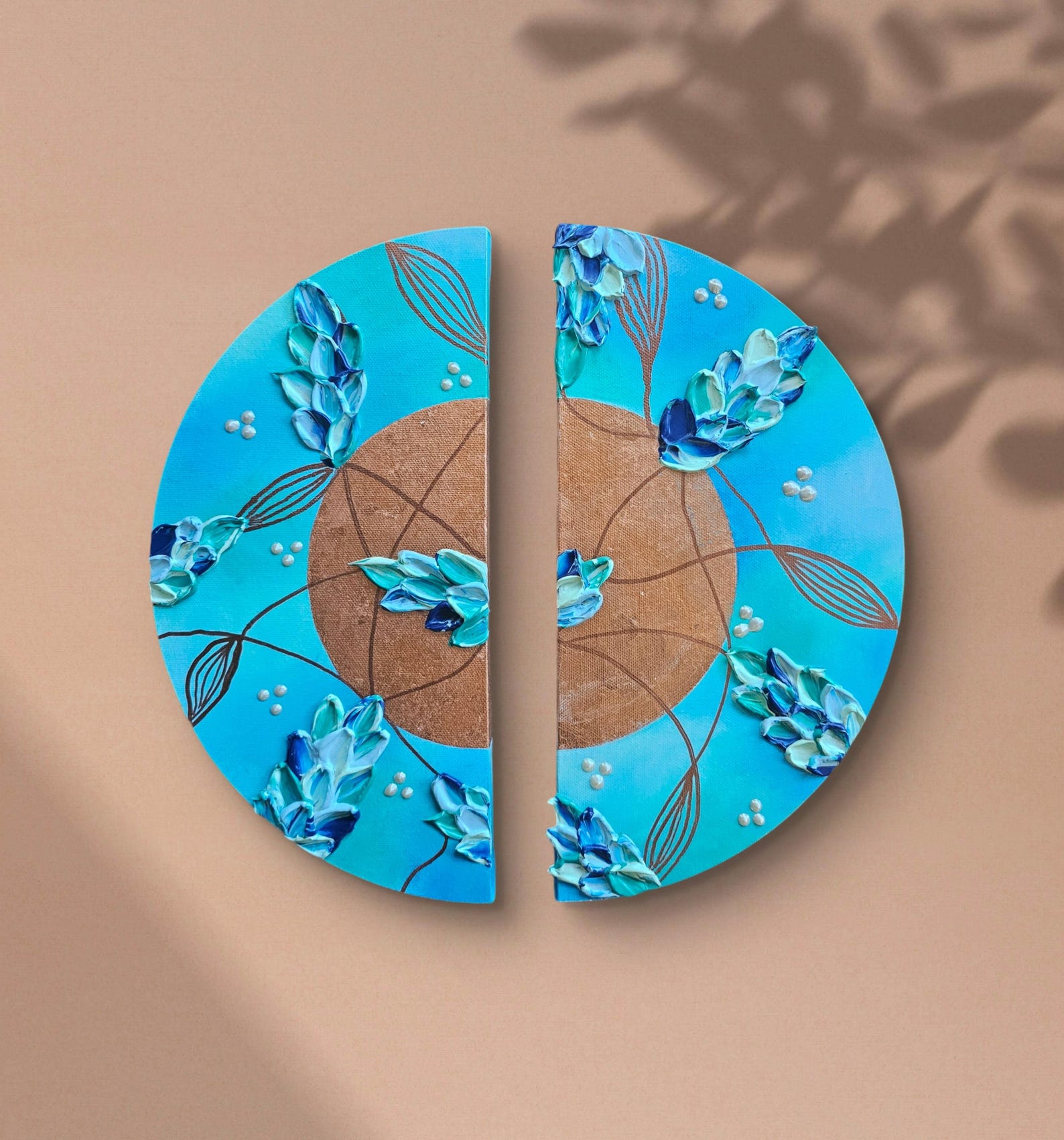 12 In. Round Canvas Acrylic Painting Wall Art for Home Decor Gift ...