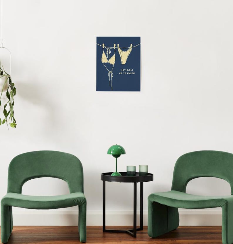 Hot Girls Go to Umich Digital Print – Minimalist Line Art, College Wall ...