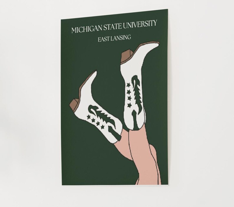 MSU Cowgirl Boots Print – Michigan State Digital Download, College ...