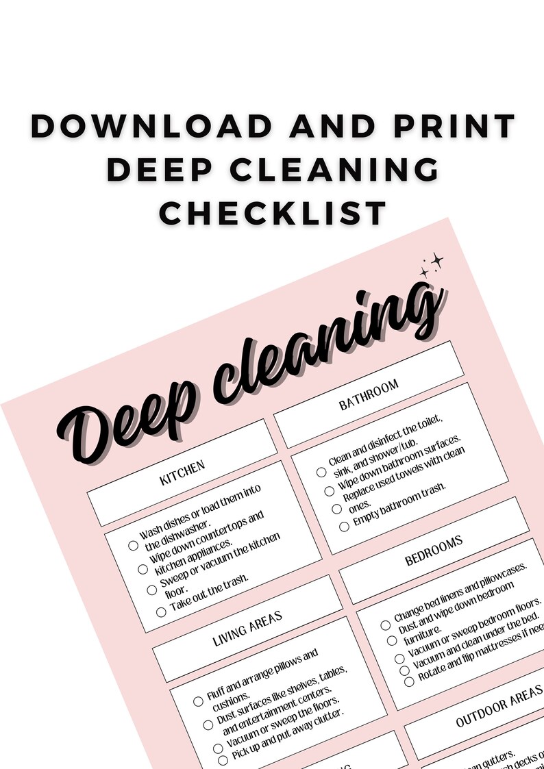 DEEP CLEANING CHECKLIST Helpful Chore List for Deep Cleaning Home ...