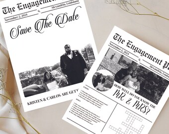 Save the Date Template, Newspaper Save the Date, Newsletter Template ...