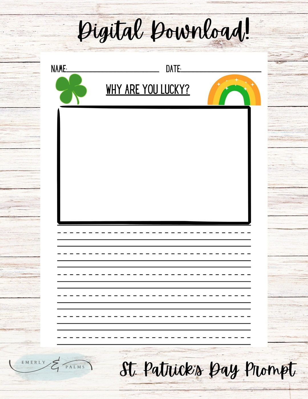St. Patrick's Day Writing Prompt: Why Am I Lucky? - Etsy