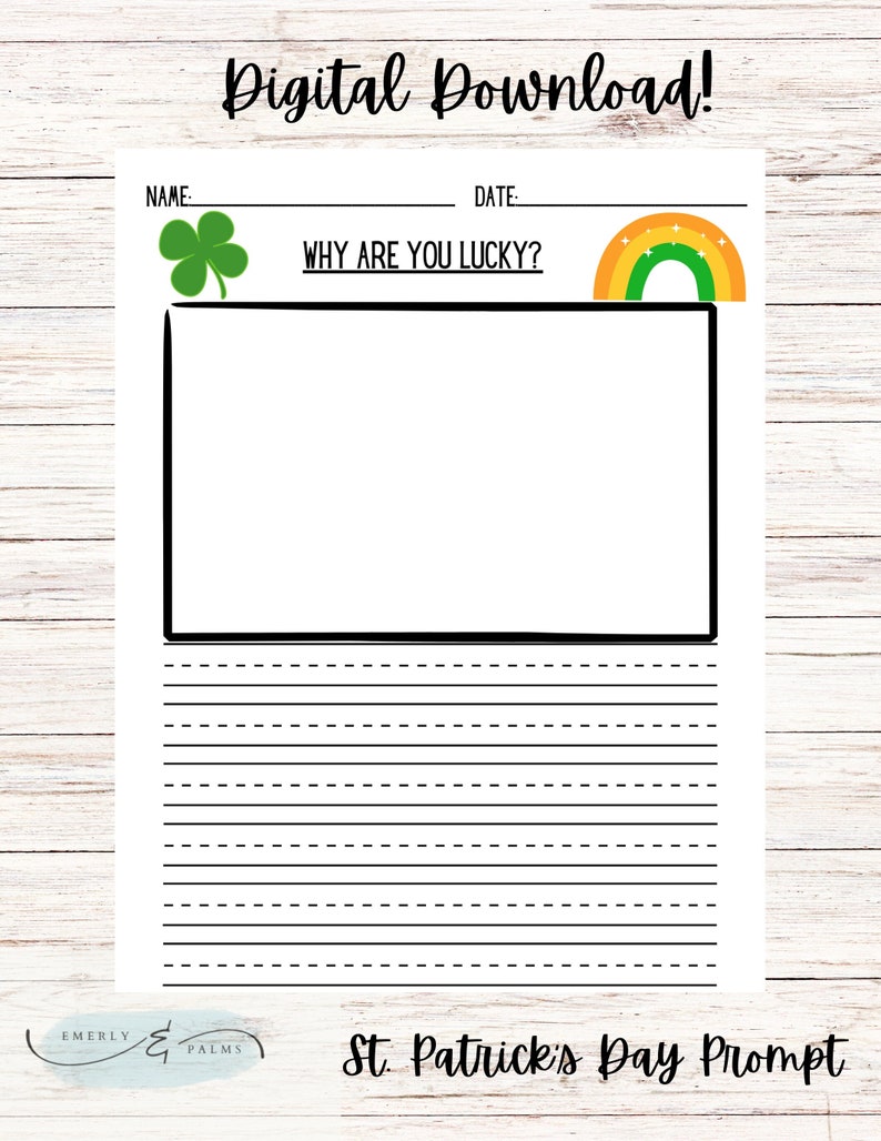 St. Patrick's Day Writing Prompt: Why Am I Lucky? - Etsy