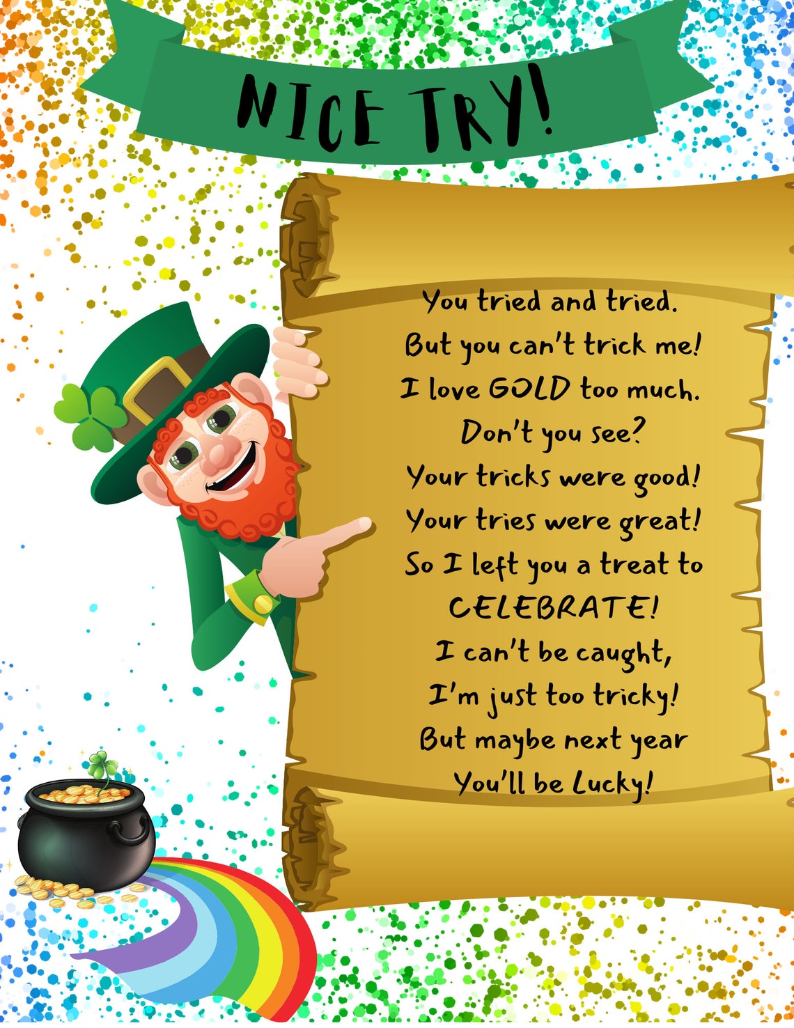St. Patrick's Day Letter From the Leprechaun, Leprechaun Trap Letter ...