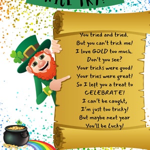 St. Patrick's Day Letter From the Leprechaun, Leprechaun Trap Letter ...