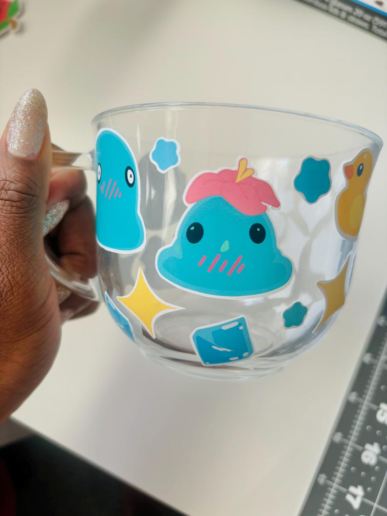 Cute Puddle and Pink Slime Rancher Clear Mug and Tumbler Teacup for Tea ...