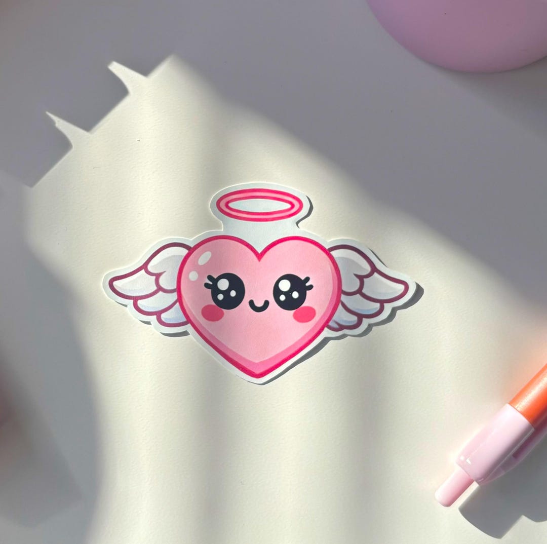 Cute Angel Heart Vinyl Sticker | 4 X 4| Waterproof Decal | Bible Verse ...