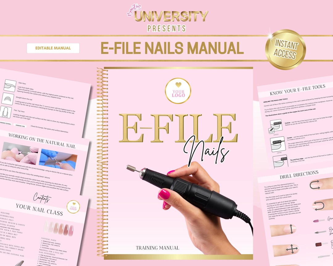 E-file Nails Training Manual, E File Guide, Efile Certificate, E-file ...