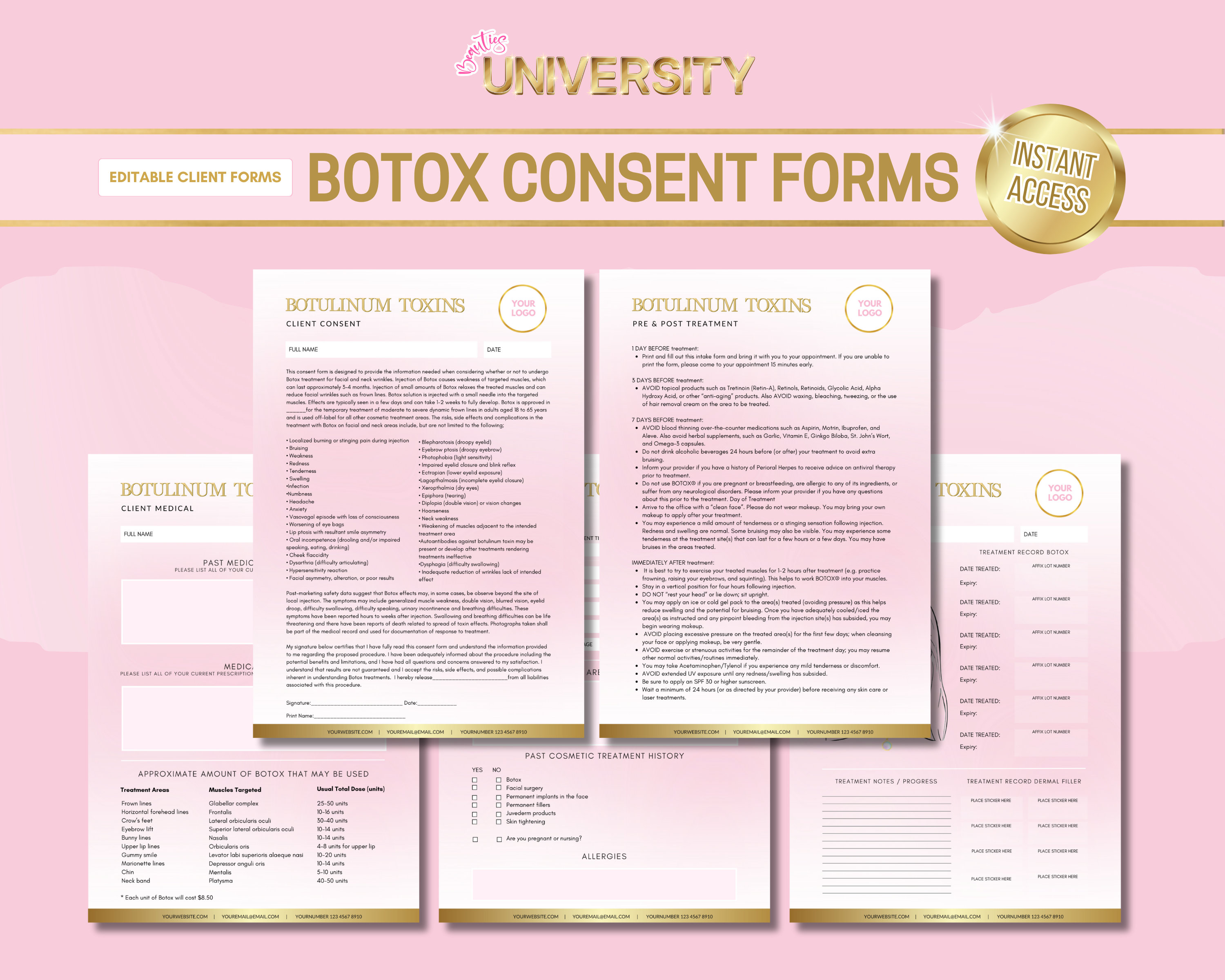 Botox Consent Forms, Neurotoxins Consultation Pack, Aesthetics Clinic ...