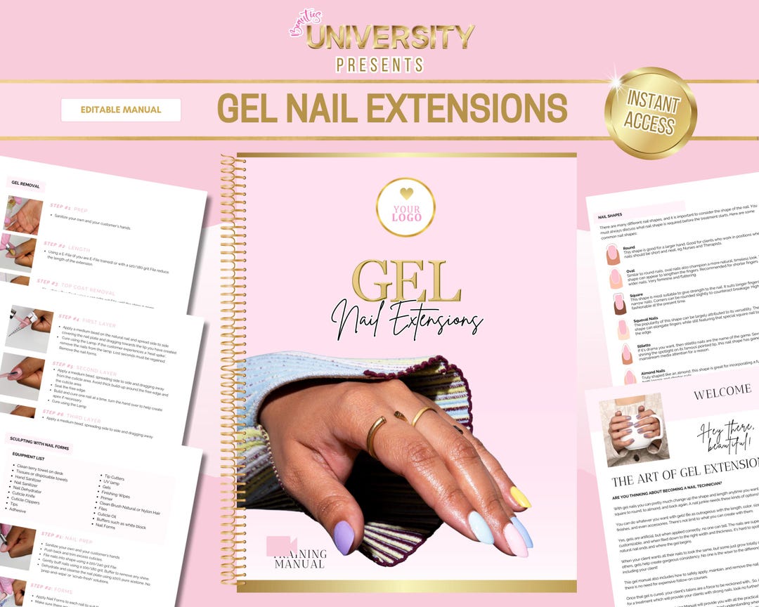 Gel Nail Extensions Training Manual, Gel Nails Guide, Certificate, Gel ...