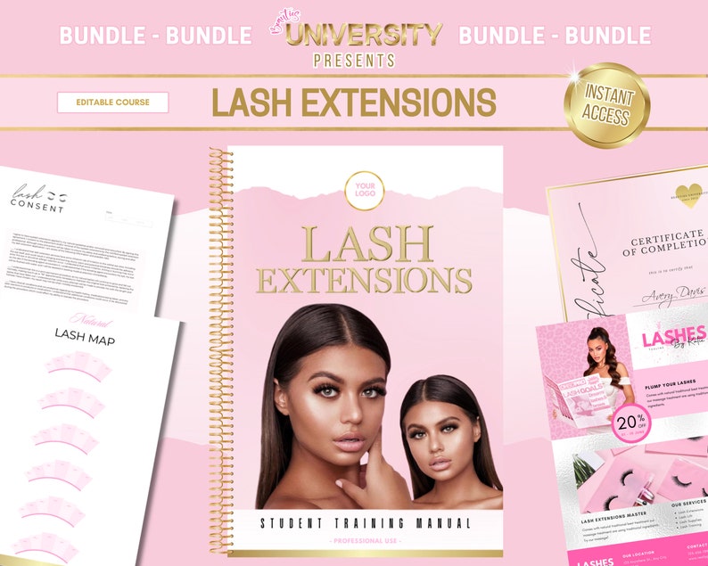 Editable Lash Training Manual, Lash Manual, Lash Certificate, Eyelash Extensions, Lash Tutor ...