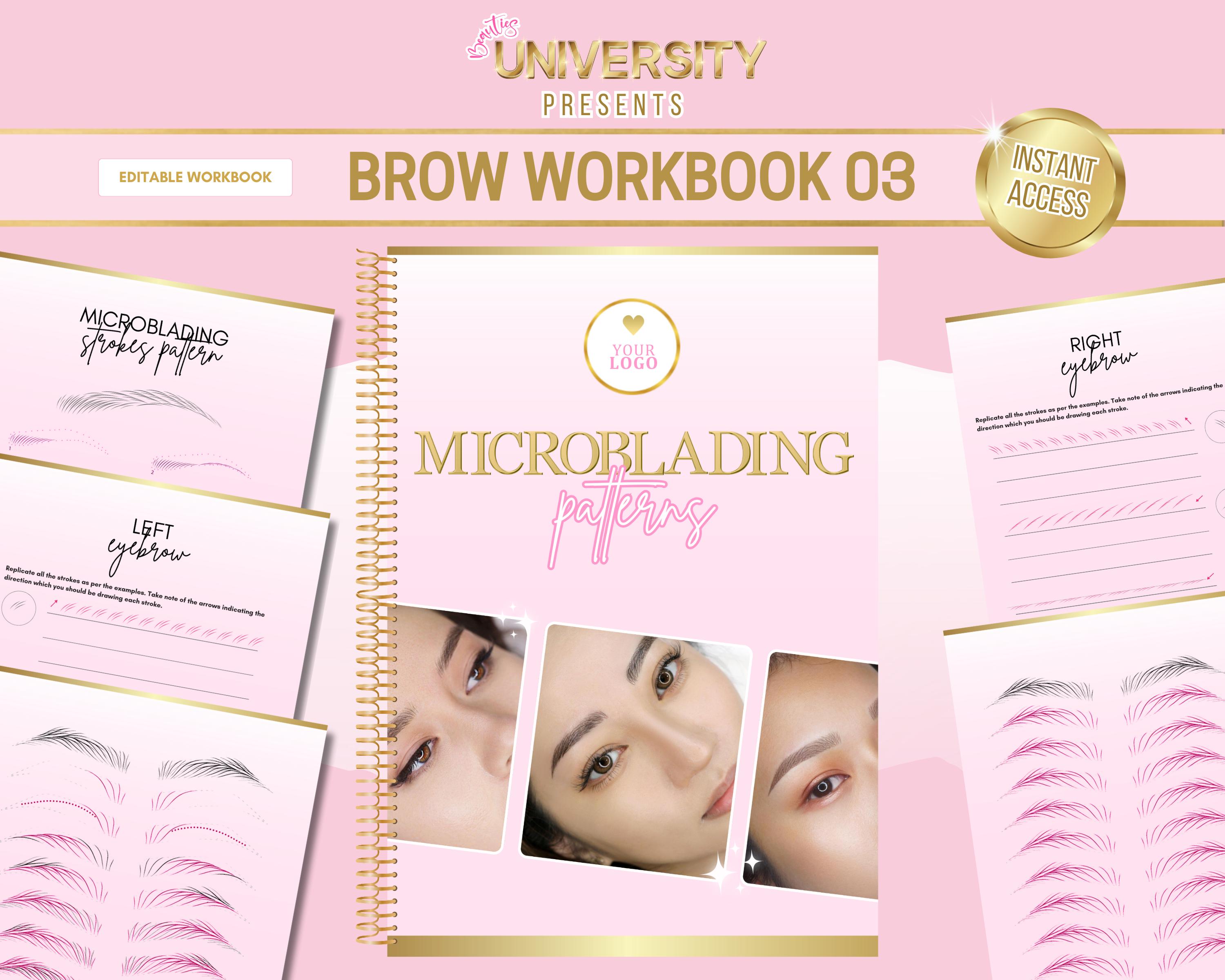 Microblading Patterns Student Practice Sheets, Strokes Patterns Practice, PMU Brows Workbook 03 ...